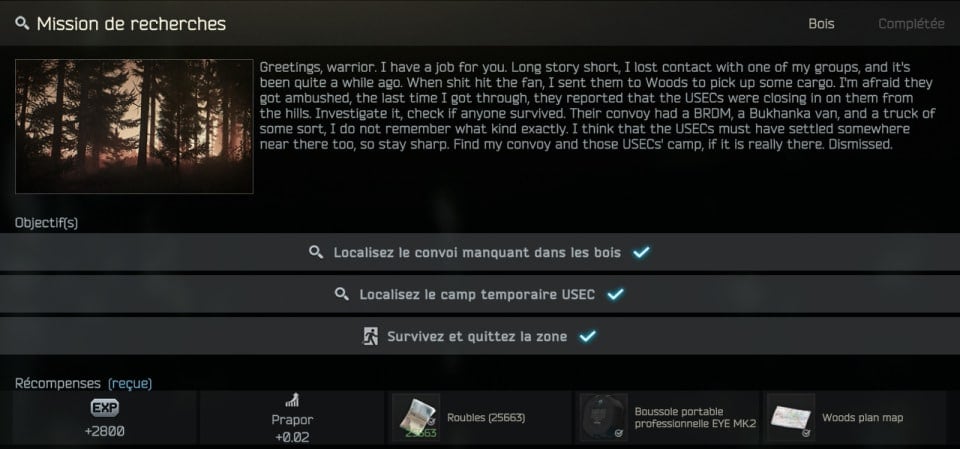 Mission de recherches Tarkov : Quest help - Alucare