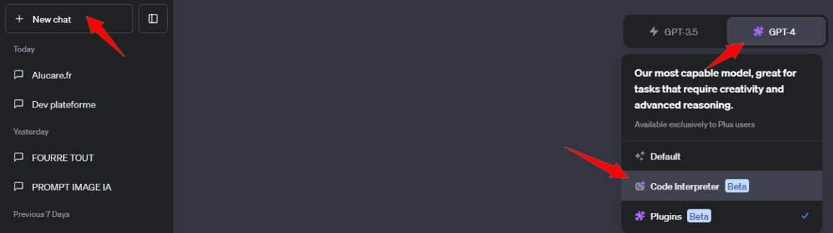 How to activate and have the Interpreter Code on ChatGPT? - Alucare