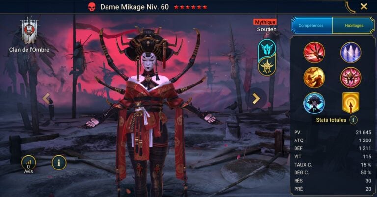 Lady Mikage artifact and mastery guide - Alucare