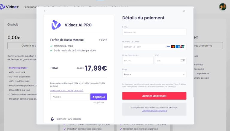 Code Promo Vidnoz AI : 10% de réduction - 👇Alucare