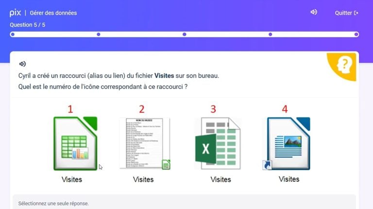 Quel est le numéro de l’icône correspondant à ce raccourci ...